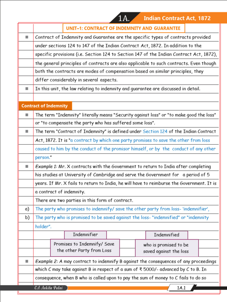 The Indian Contract Act Notes by CA Ankita Patni Mam | PDF | Guarantee ...