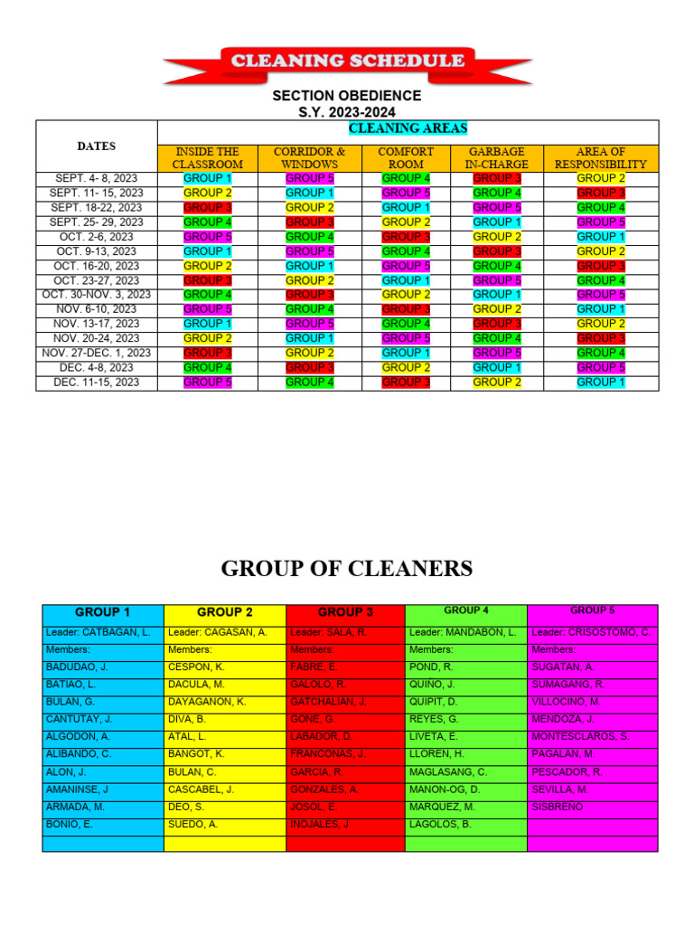 Cleaning Schedule | PDF