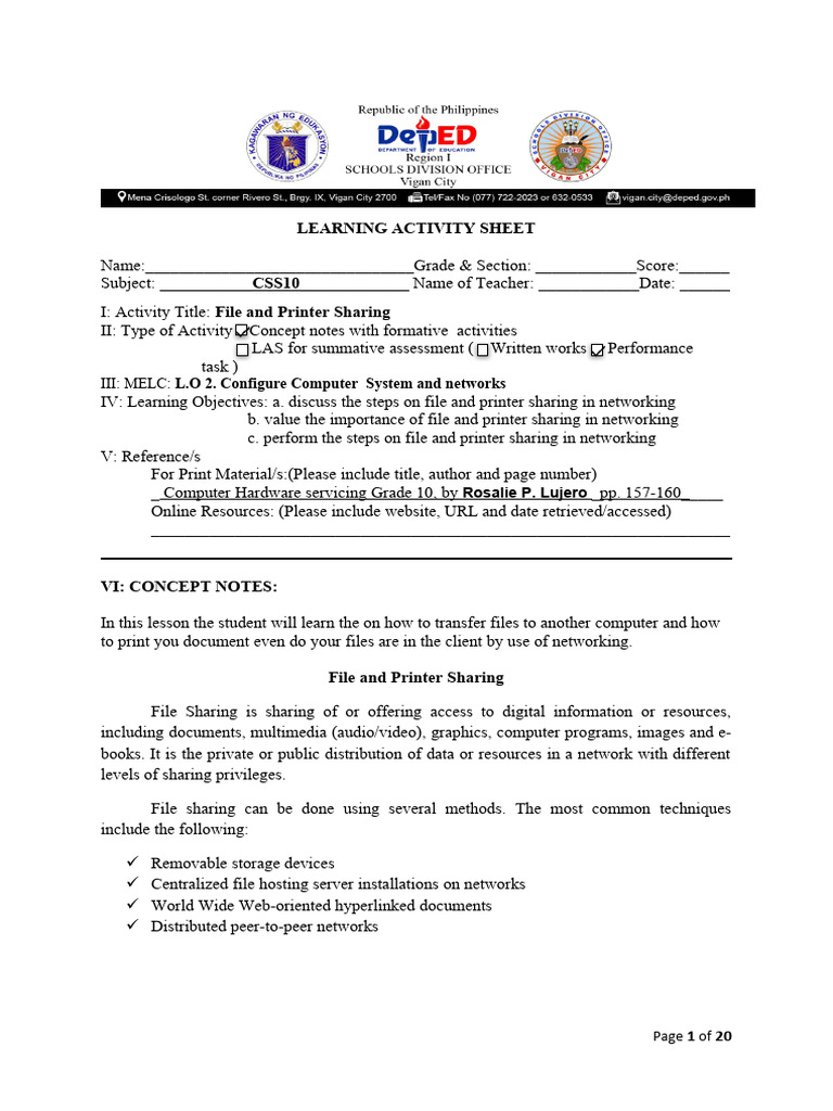 Css10 1st Quarter Week 7 8 Pdf Printer Computing Computer File