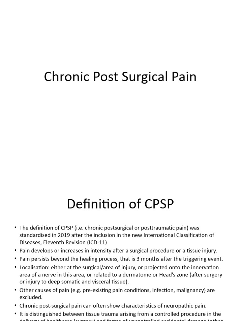 Understanding Chronic Post-Surgical Pain | PDF | Pain | Stimulus ...