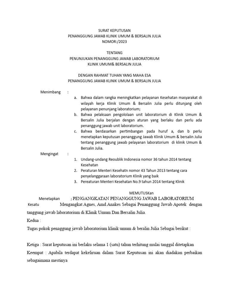 SK Pnanggung Jawab Leb | PDF