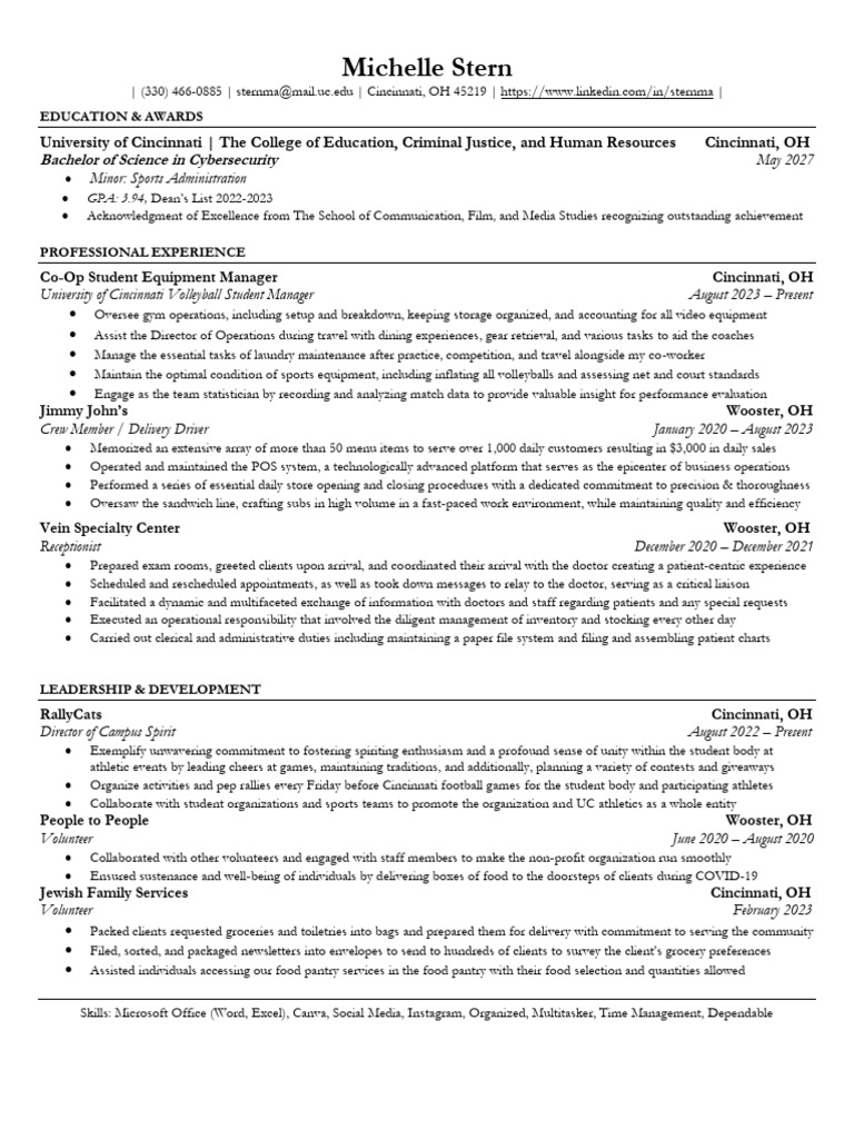 Michelle Stern Resume 2023 | PDF