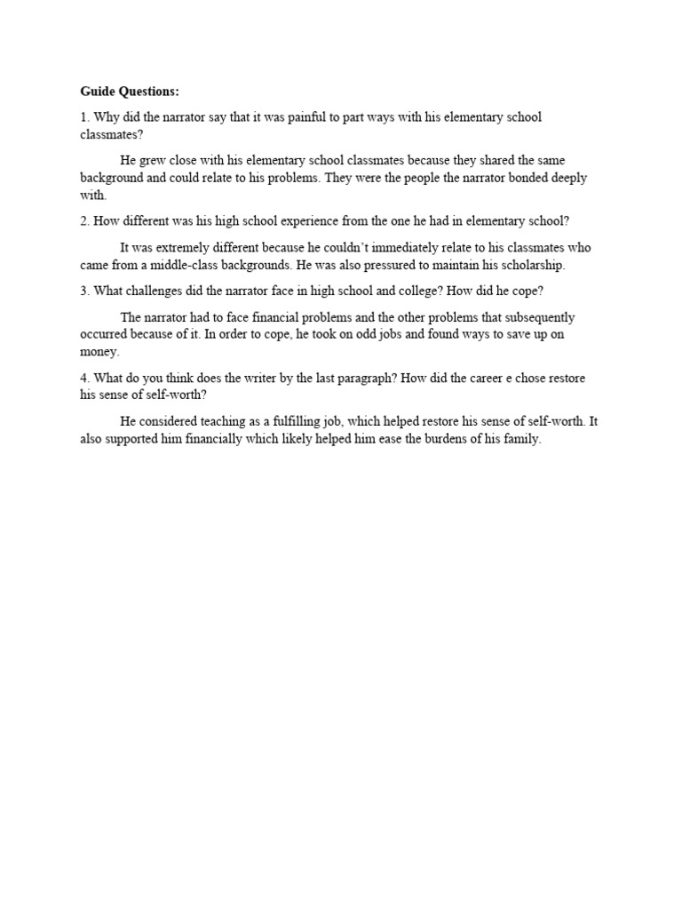 Guide Questions Autobiography | PDF