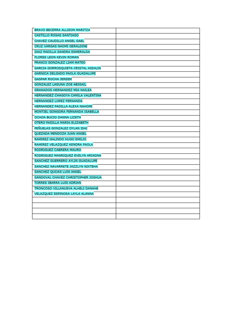 Student Names List | PDF