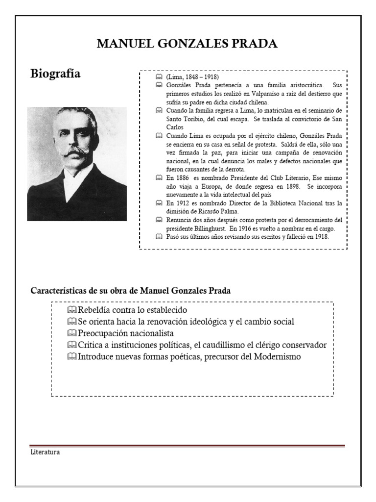 Biografía y legado de Manuel González Prada | PDF | Clásicos