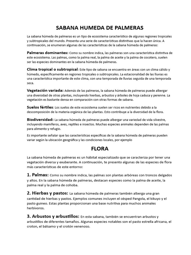 Sabana Humeda de Palmeras | PDF | Arecaceae | Ecosistema
