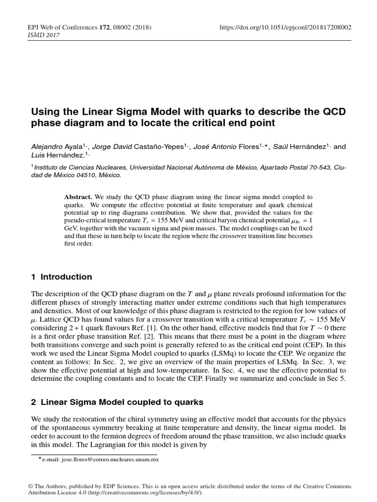 QCD Phase Diagram via Linear Sigma Model | PDF | Quantum Chromodynamics ...