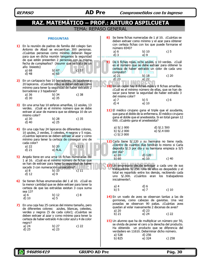 Repaso - Raz. Mat. - 10 de Junio | PDF