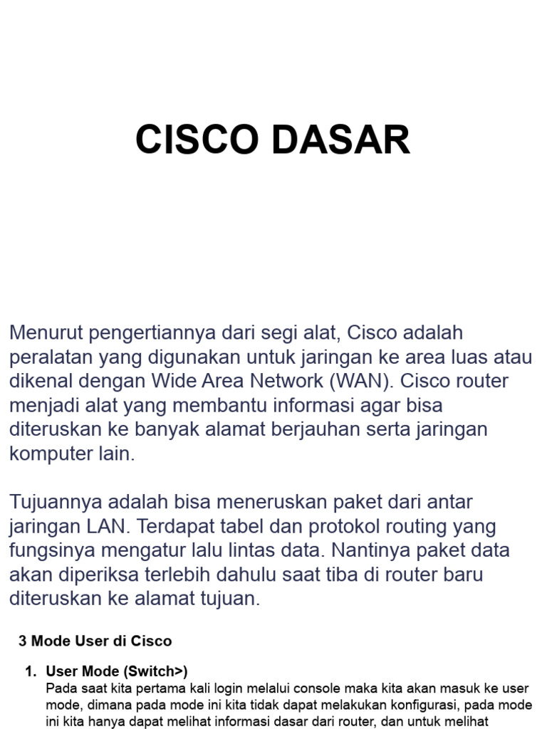 Panduan Dasar Perangkat Cisco | PDF | Bisnis | Teknologi & Rekayasa