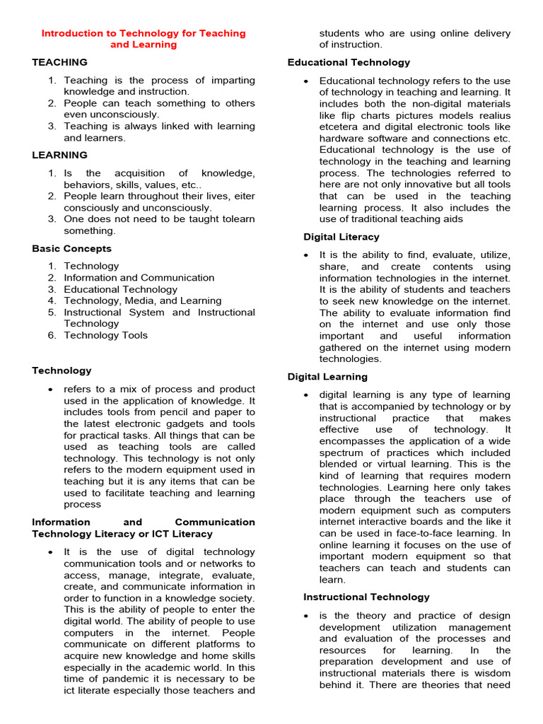 TTL Prelim | PDF | Educational Technology | Learning