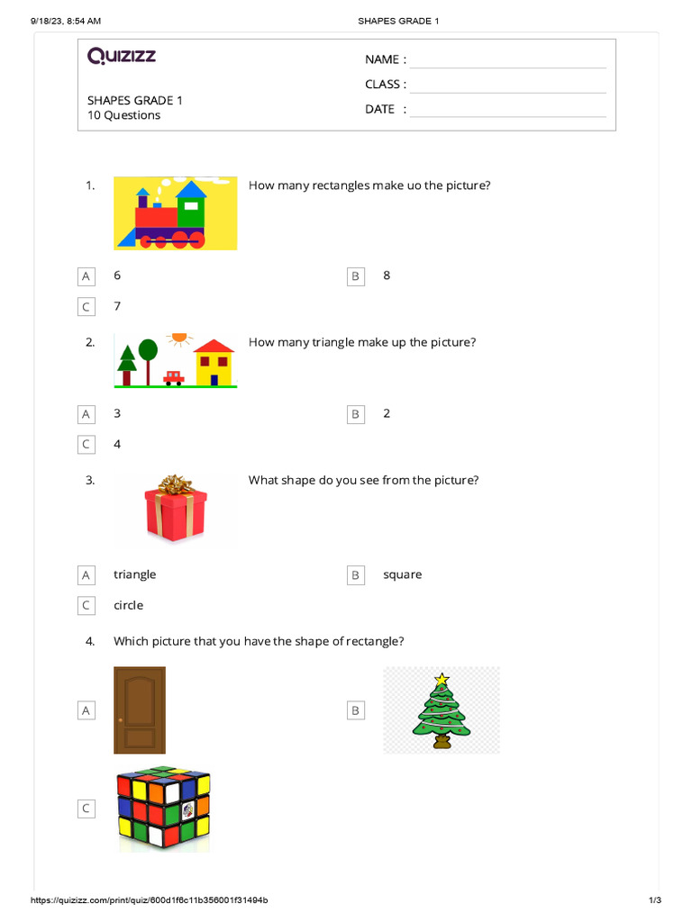 Shapes Grade 1 | PDF | Mathematical Objects | Classical Geometry
