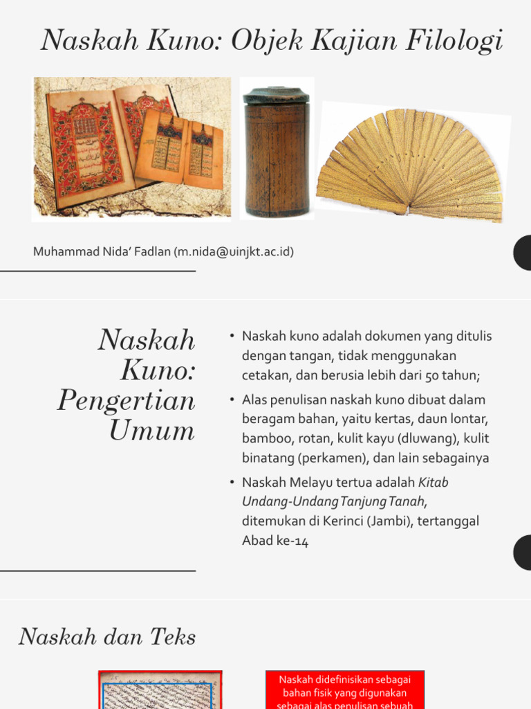 Naskah Kuno dalam Kajian Filologi | PDF