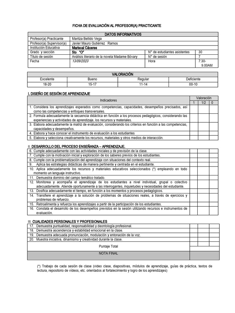 Ficha de Evaluación | PDF | Evaluación | Maestros