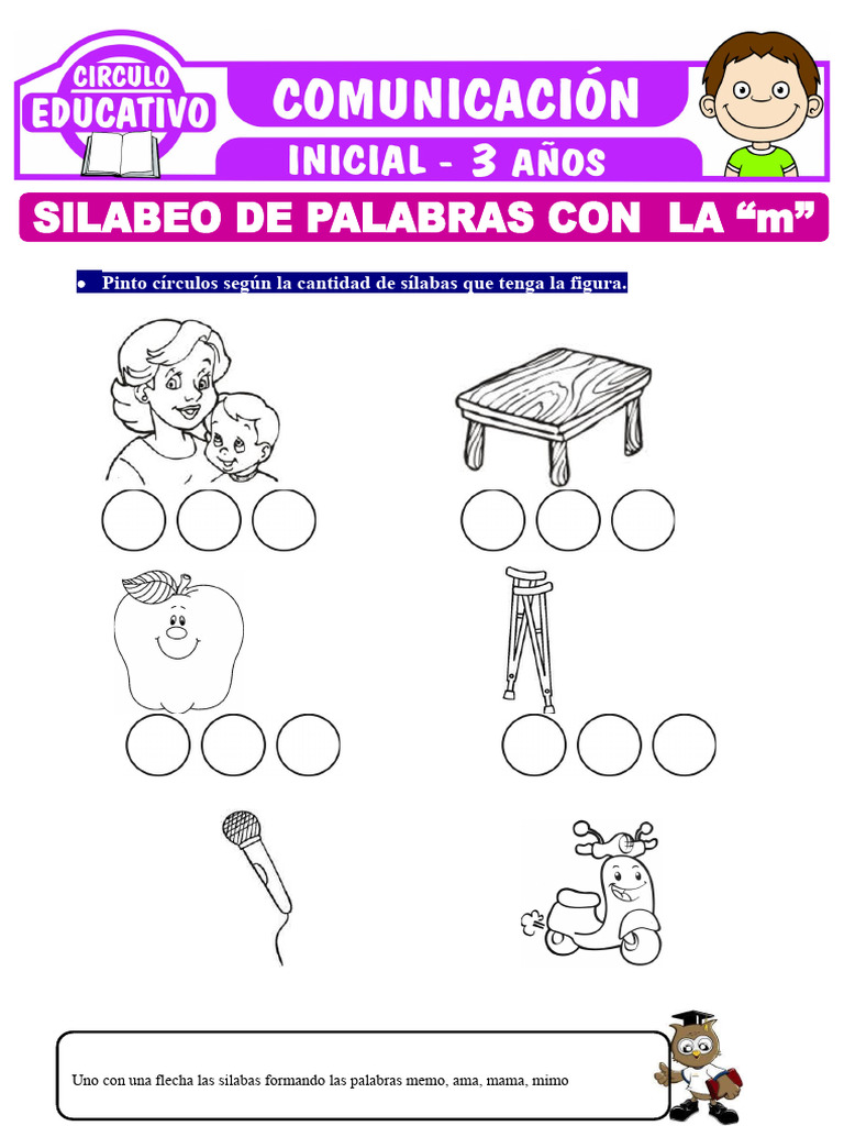 Silabeo de Palabras Con La M para Ninos de Tres Anos | PDF