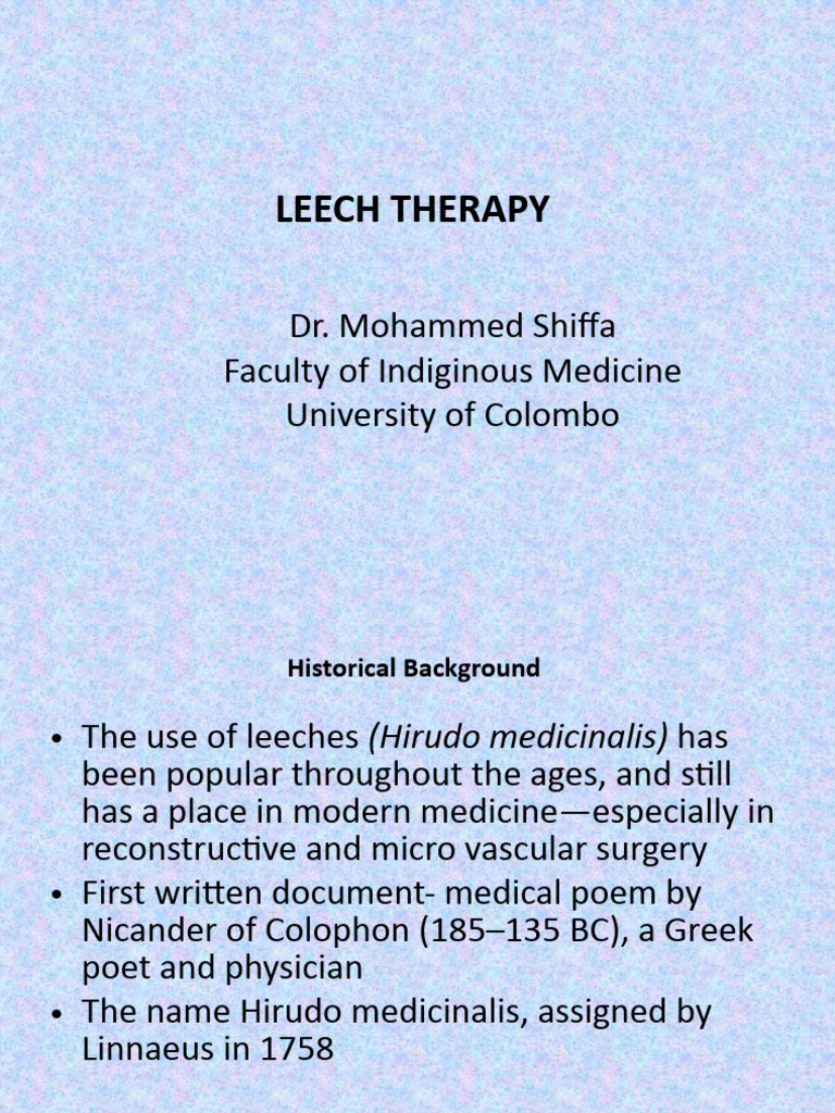 Leech Therapy | PDF | Vein | Varicose Veins