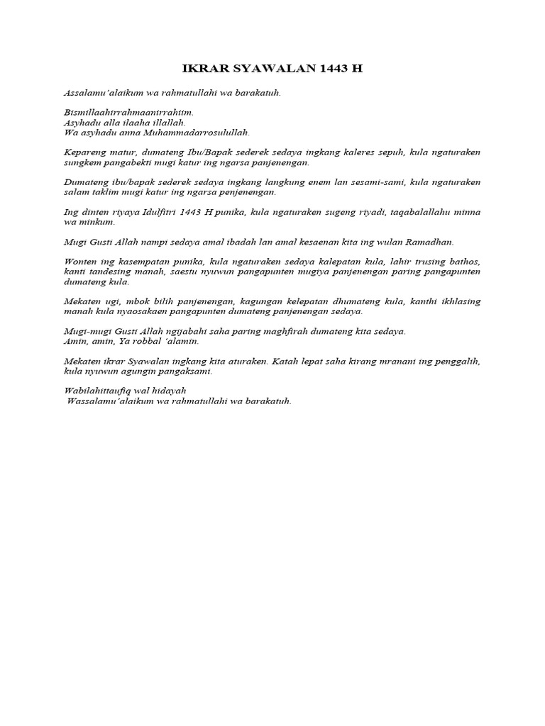 Ikrar Syawalan 1443 H | PDF