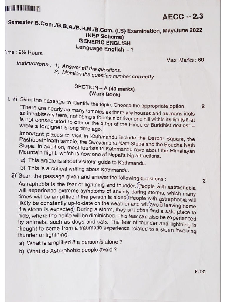 General English 1 QP | PDF