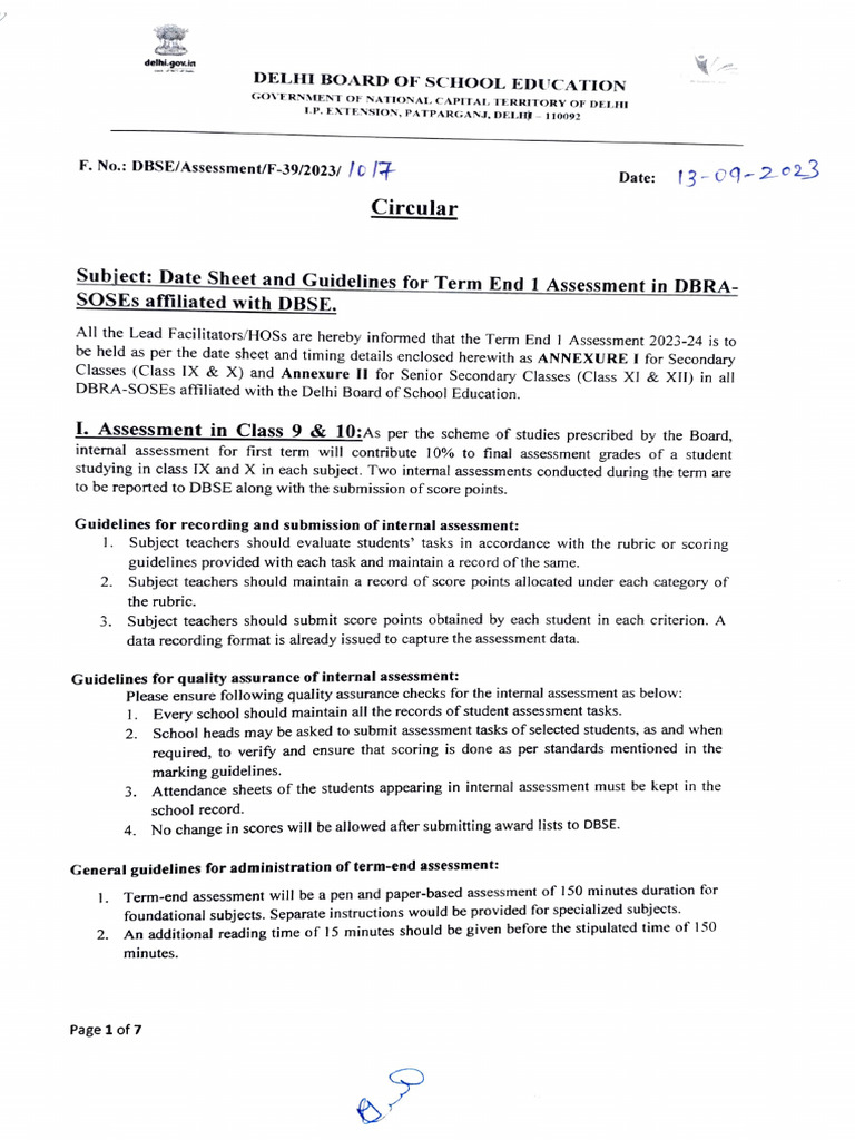 Sose Date Sheet | Download Free PDF | Rubric (Academic) | Science ...