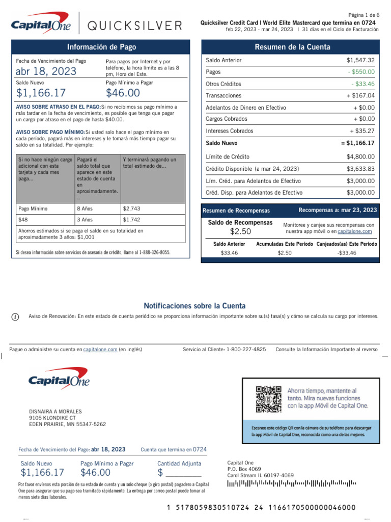 Quicksilver Card Statement XXXX | PDF