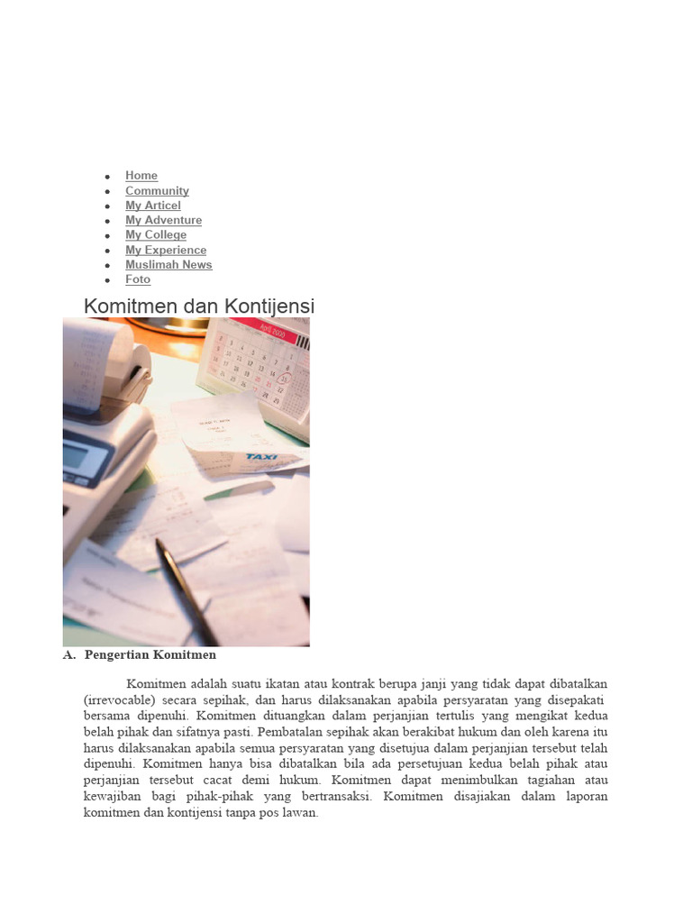 Kontijensi Dan Komitmen | PDF