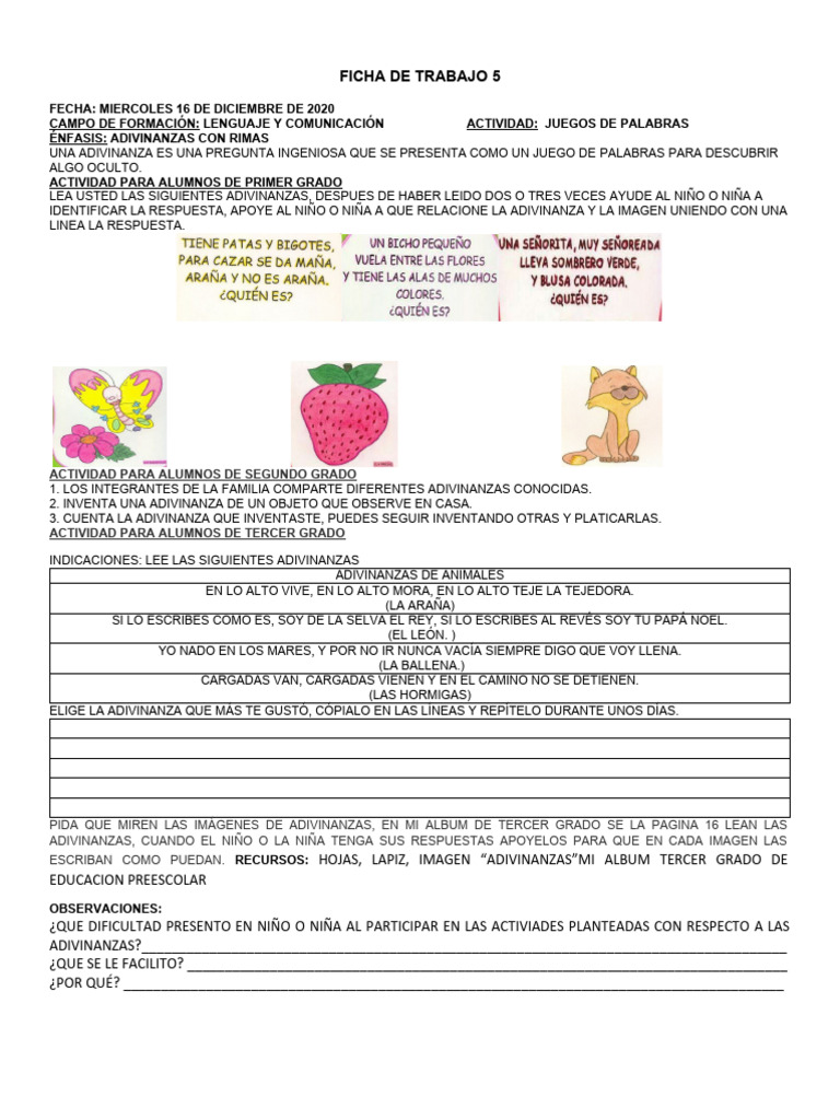 Ficha 5 Lenguaje y Comunicacion | PDF Ficha 5 Lenguaje y Comunicacion | PDF