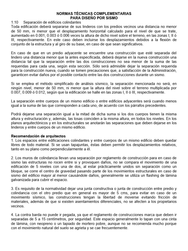 Normas Técnicas Complementarias | PDF | Temblores