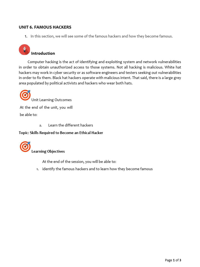 Unit 6 Famous Hackers | PDF