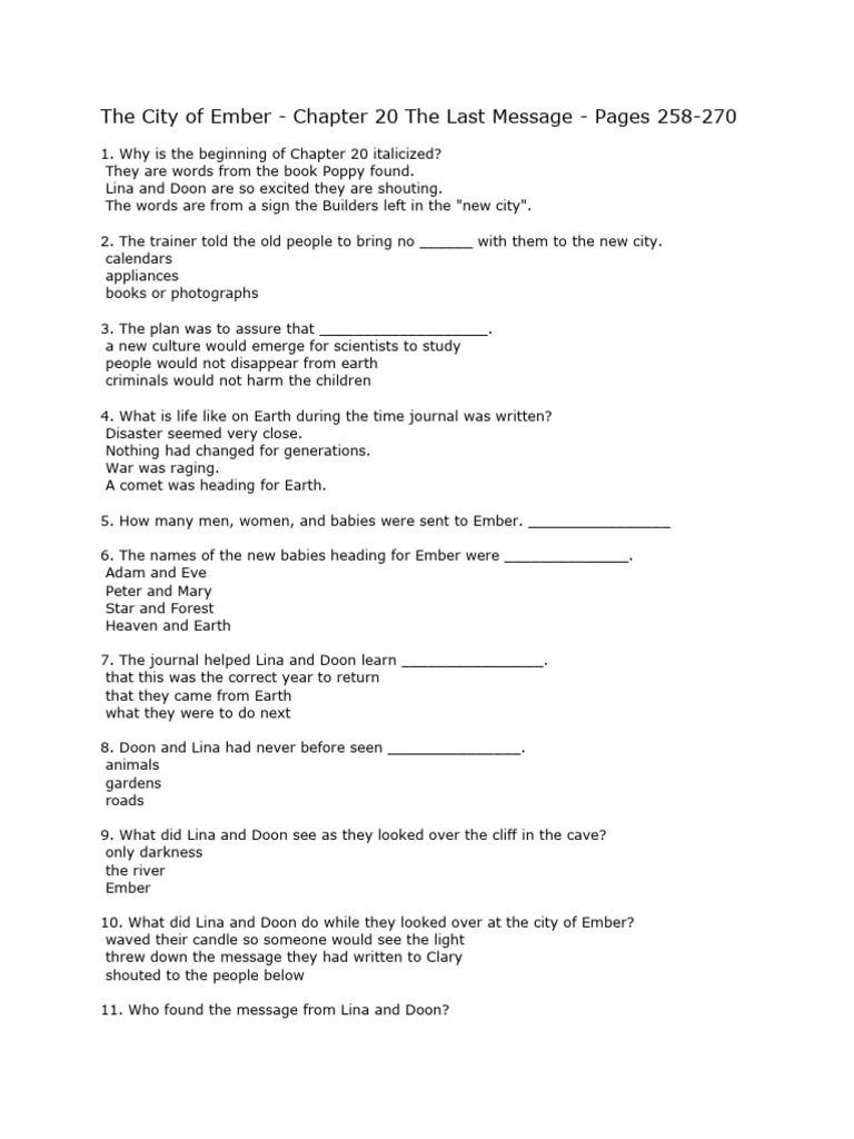 The City of Ember Chapter 20 | PDF | Young Adult