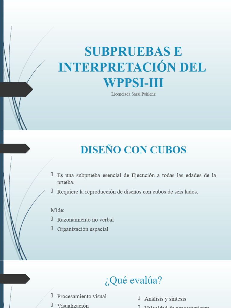 Subpruebas e Interpretacioìn Del WPPSI-III | PDF | Pensamiento | Aquisición de idioma