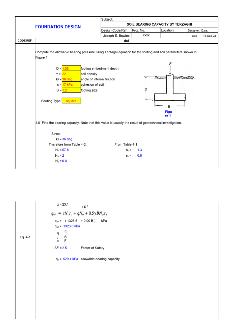 Soil Bearing Capacity Calculation | PDF | Earth Sciences | Solid Mechanics