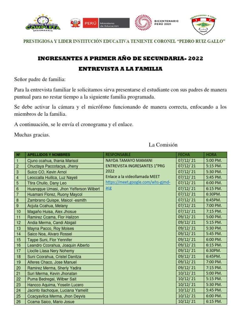 Cronograma PRG | PDF