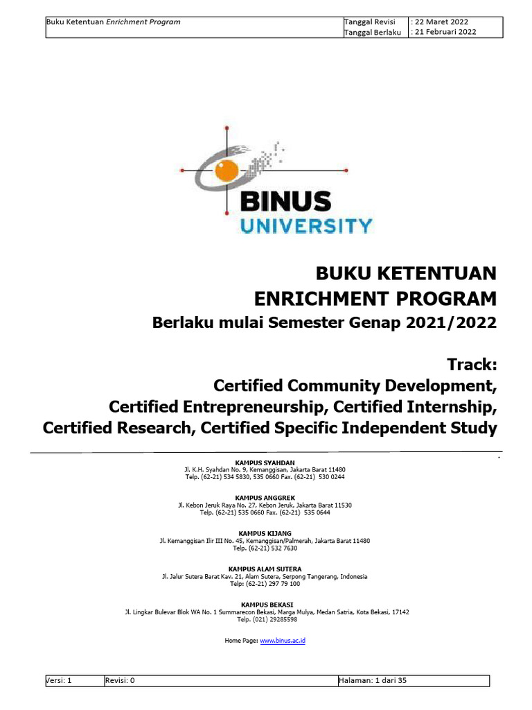 Ketentuan Laporan Enrichment Semester Genap 2021-2022 | PDF