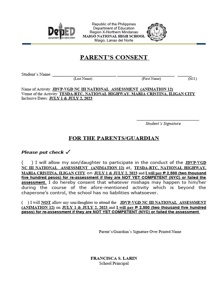 PARENTs Consent JDVP VGD ICI JUNE 27 | PDF