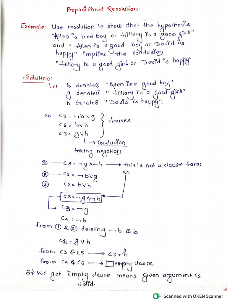 7 Propositional Resolution Eg | PDF 7 Propositional Resolution Eg | PDF