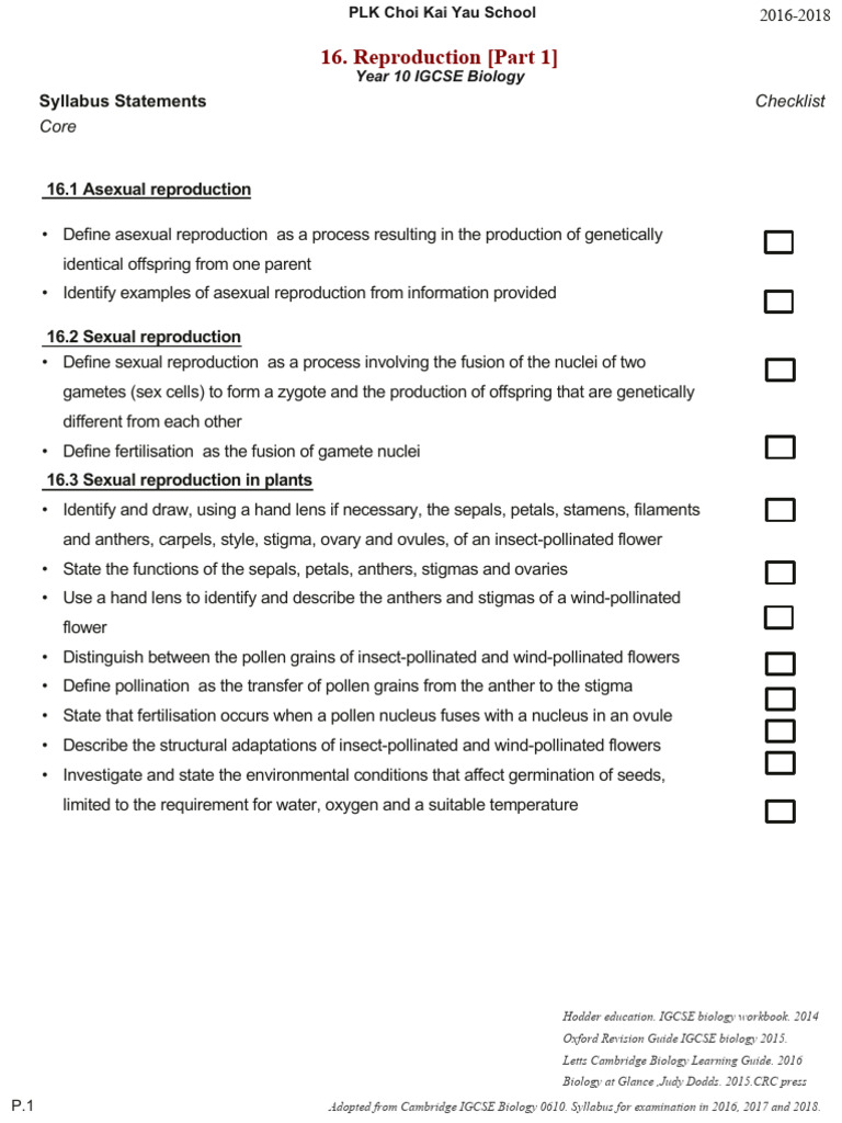 IGCSE Reproduction in Plants | PDF | Sexual Reproduction | Flowers