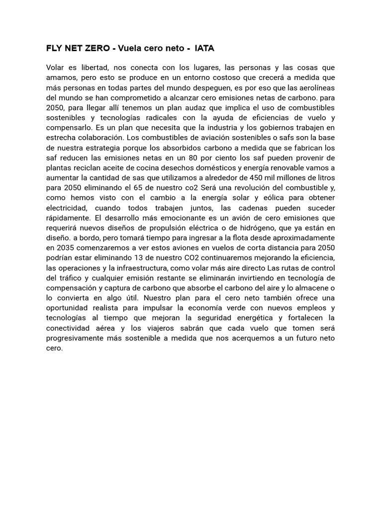 FLY NET ZERO - Vuela Cero Neto | PDF | Dióxido de carbono | Energía ...