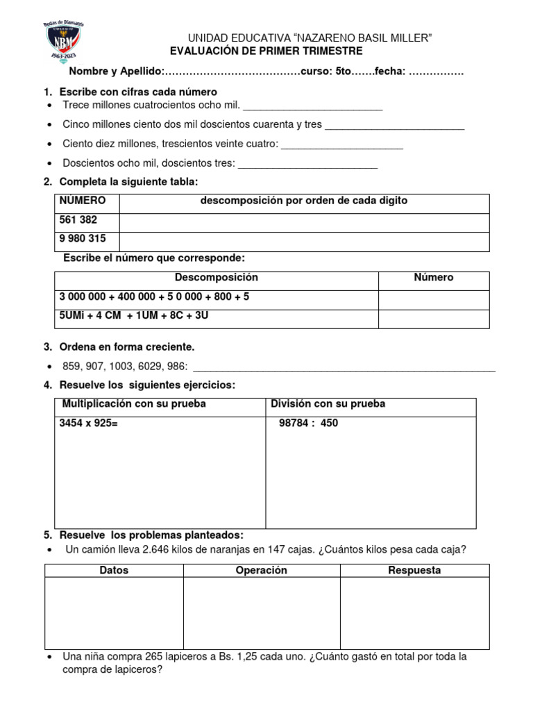 Evaluacion Mate | PDF | Matemáticas | Matemáticas discretas