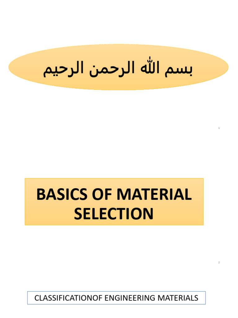 Basics Of Material Selection Lec 1 Pdf