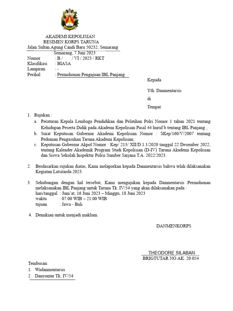 SURAT PENGAJUAN Loong Week JUNI TK IV 2023 | PDF | Teknologi & Rekayasa