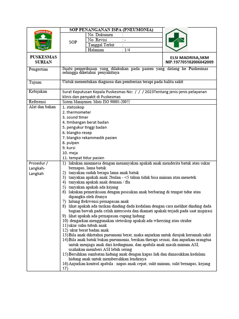Sop Penanganan Ispa | PDF