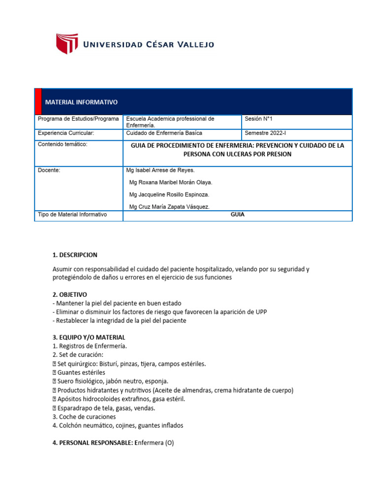Guia Curacion de Upp Segun Estadio o Categoria | PDF | Herida | Enfermería