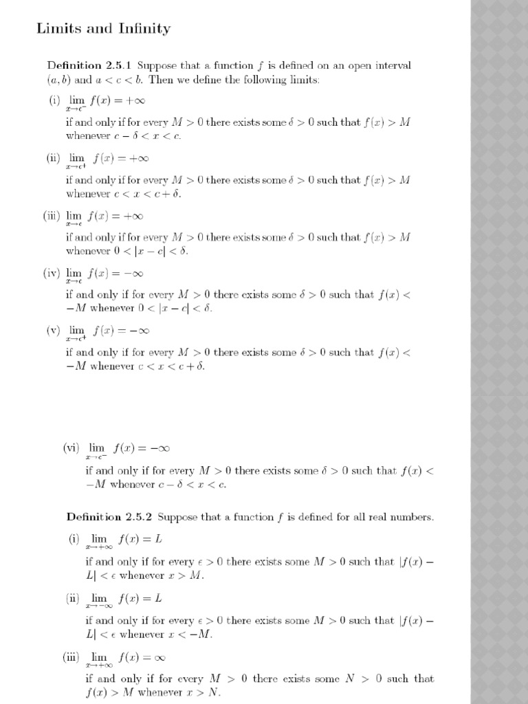 Limit and Infinity | PDF
