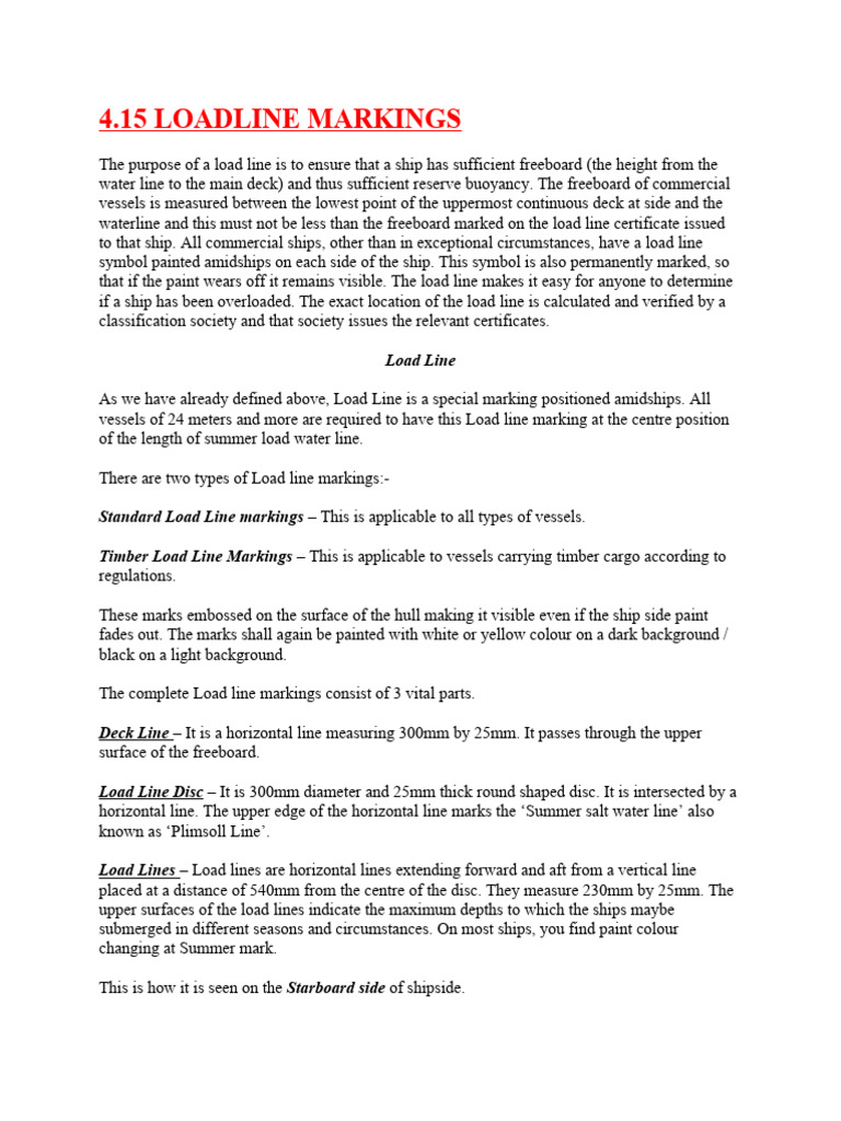 4.15 Loadline Markings | PDF | Ships | Shipping