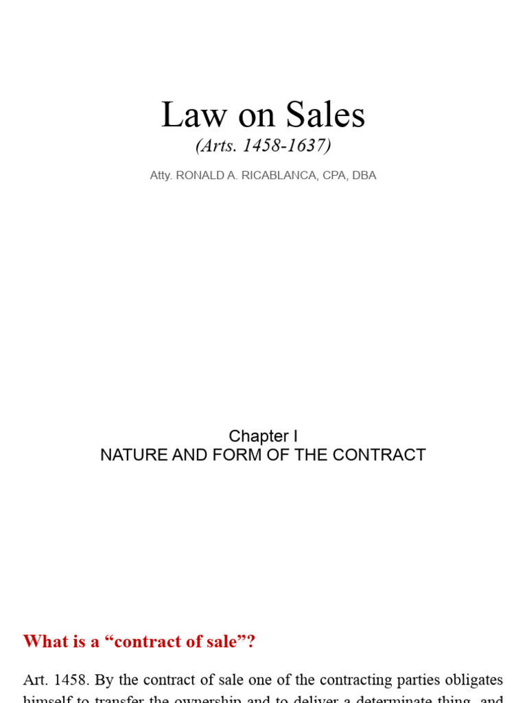 Law On Sales | PDF | Auction | Law Of Agency