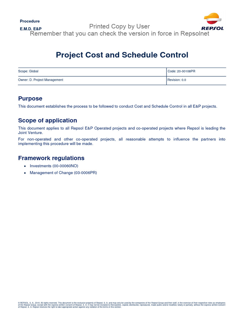 Project Cost and Schedule Control (20-00108PR) | PDF | Project ...