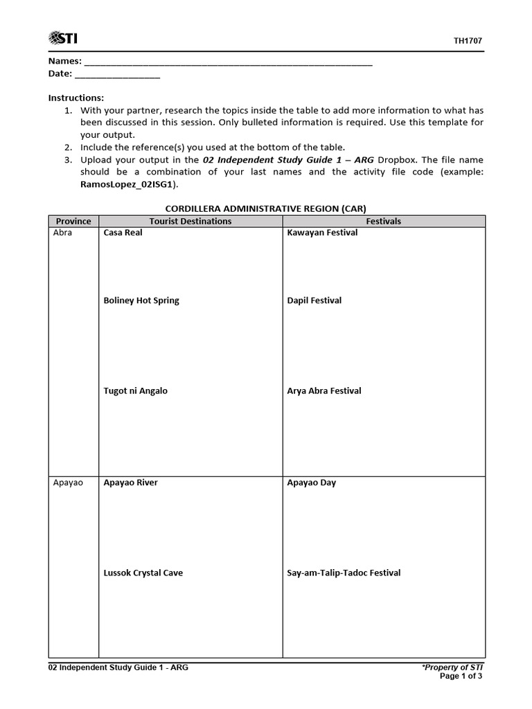 02 Independent Study Guide 1 - ARG | PDF