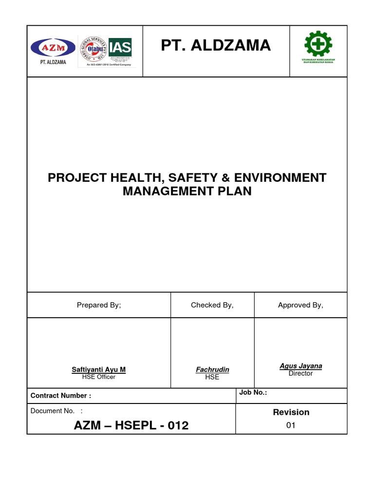AZM-HSE-PSM-012 Project Safety Management Plan | PDF | Risk ...
