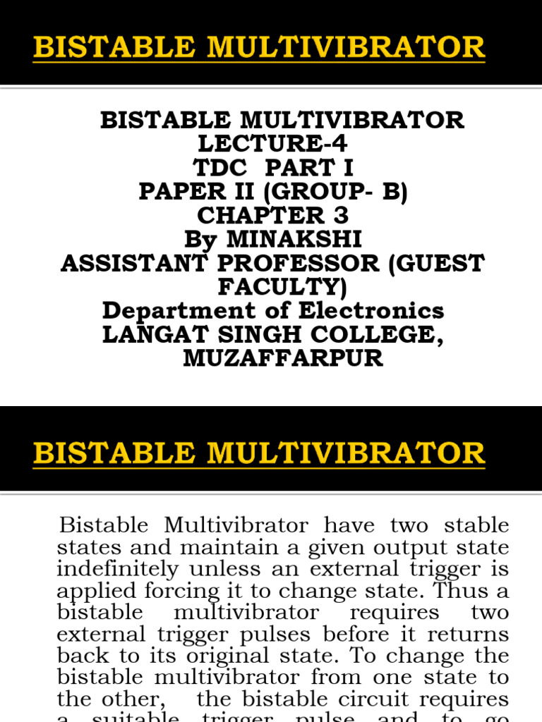 Bistable Multivibrator Overview and Design | PDF | Electrical ...