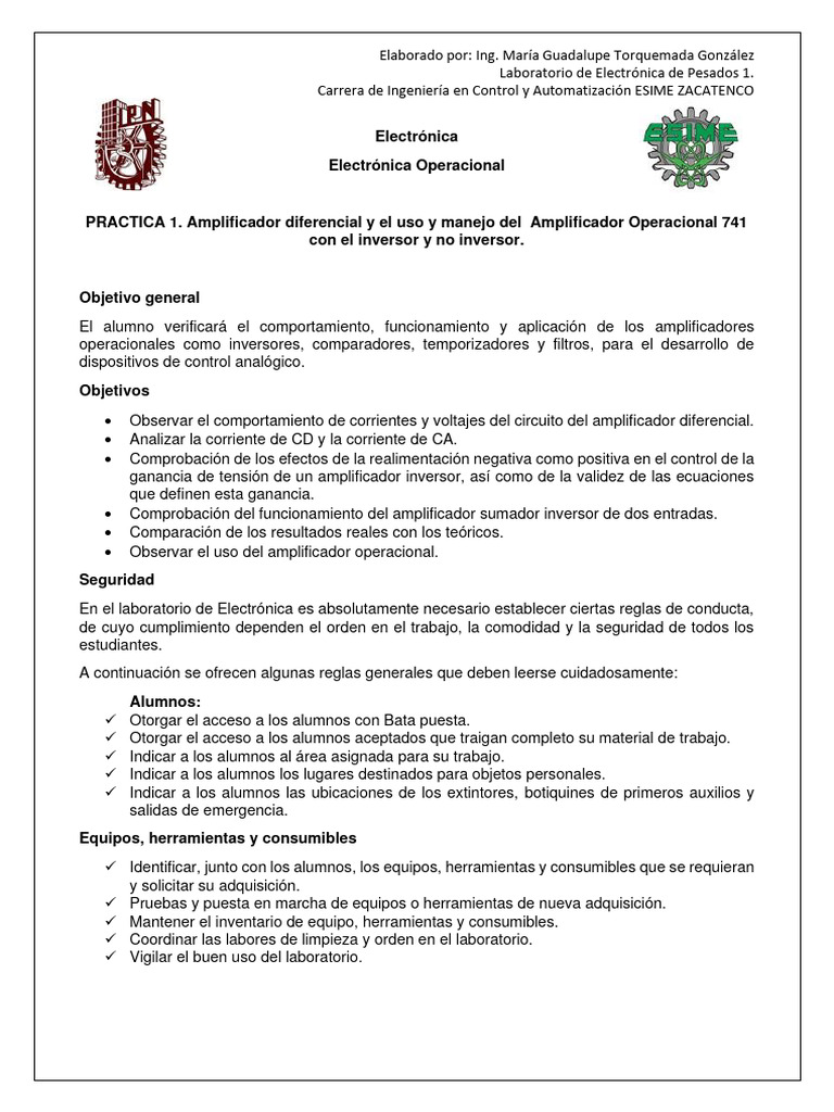 Practica Operacional 2024 1 | PDF | Amplificador | Electrónica