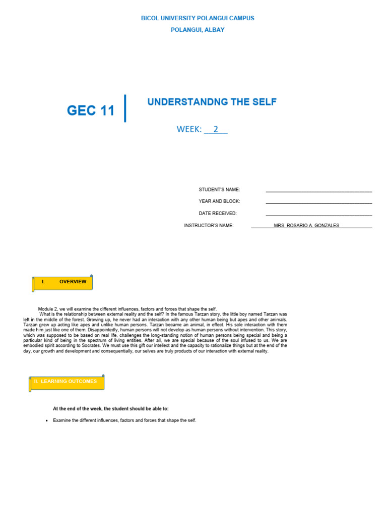 Module 2 GEC 11 Understanding The Self | PDF | Self Concept | Theory Of Mind